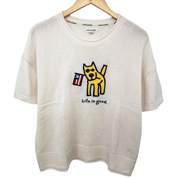 Life Is Good | Sweaters | Life Is Good Dog American Flag Short Sleeve ...